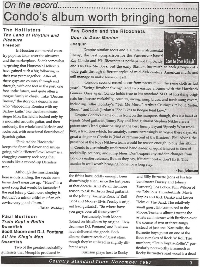 Ray Condo And His Ricochets – JohnCodyOnline.com