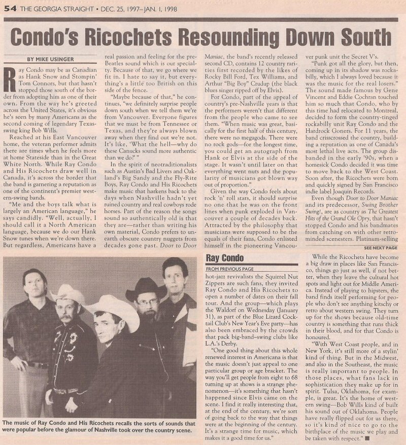 Ray Condo And His Ricochets – JohnCodyOnline.com